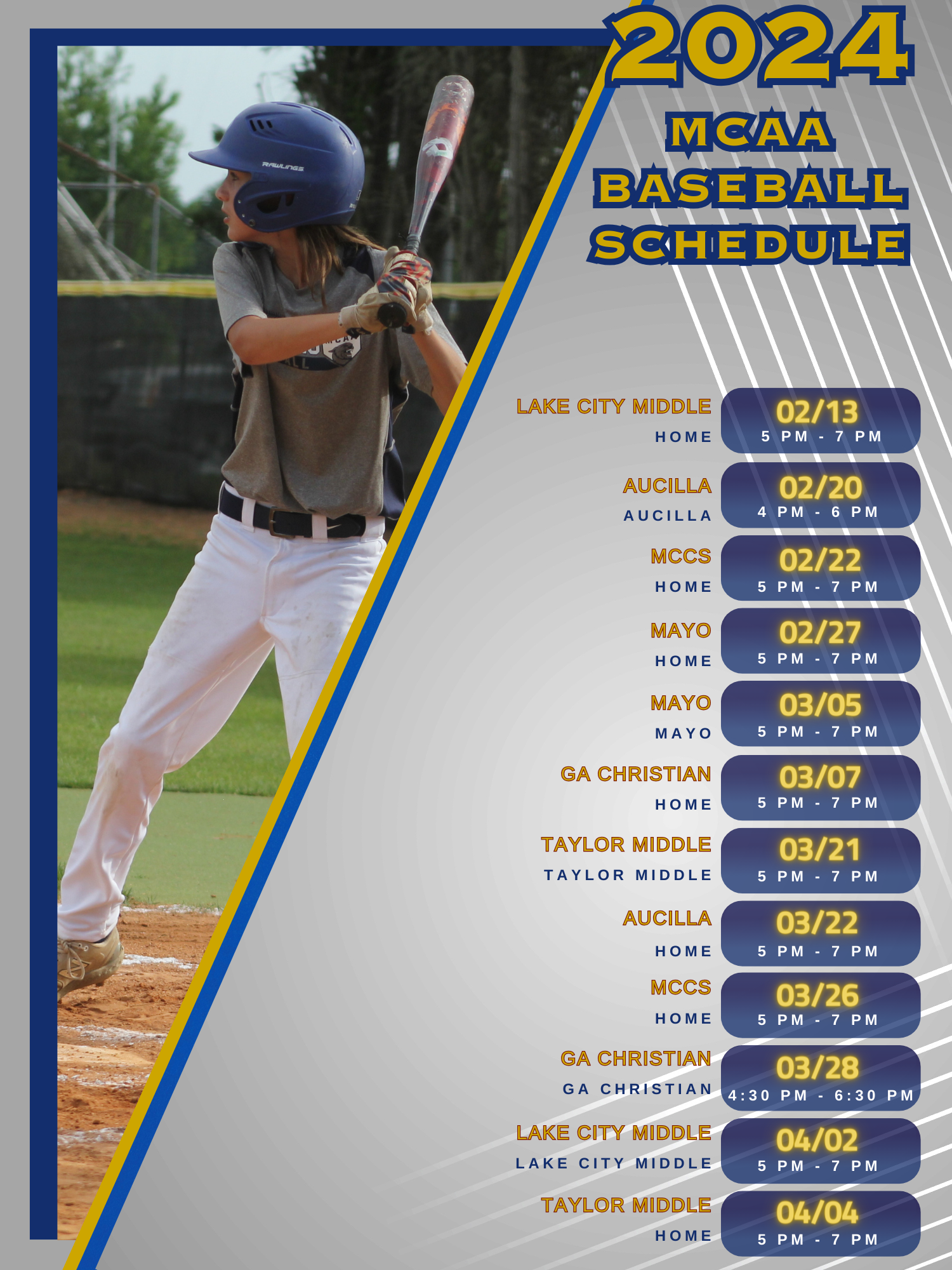 MCAA announces baseball schedule