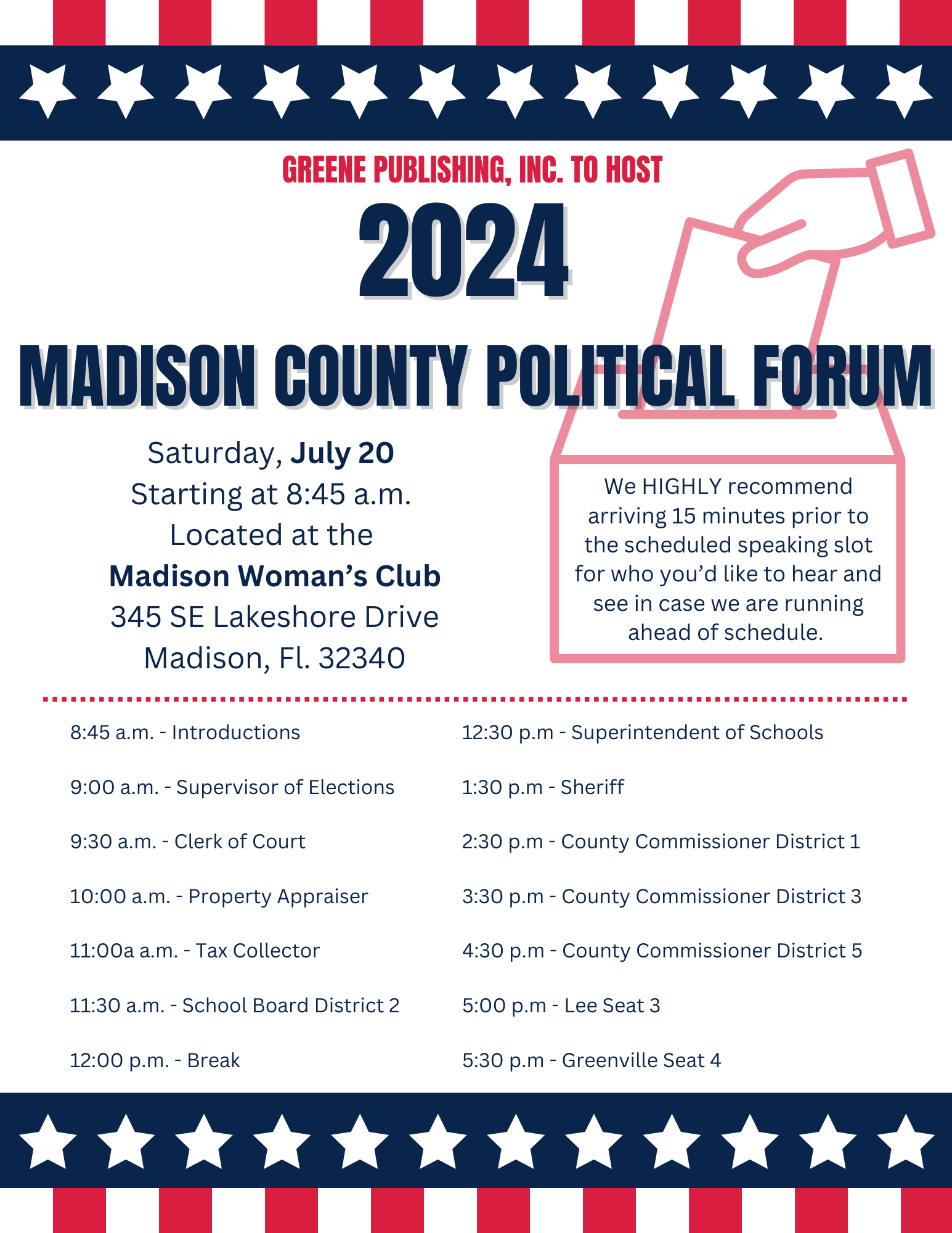 Political forum planned