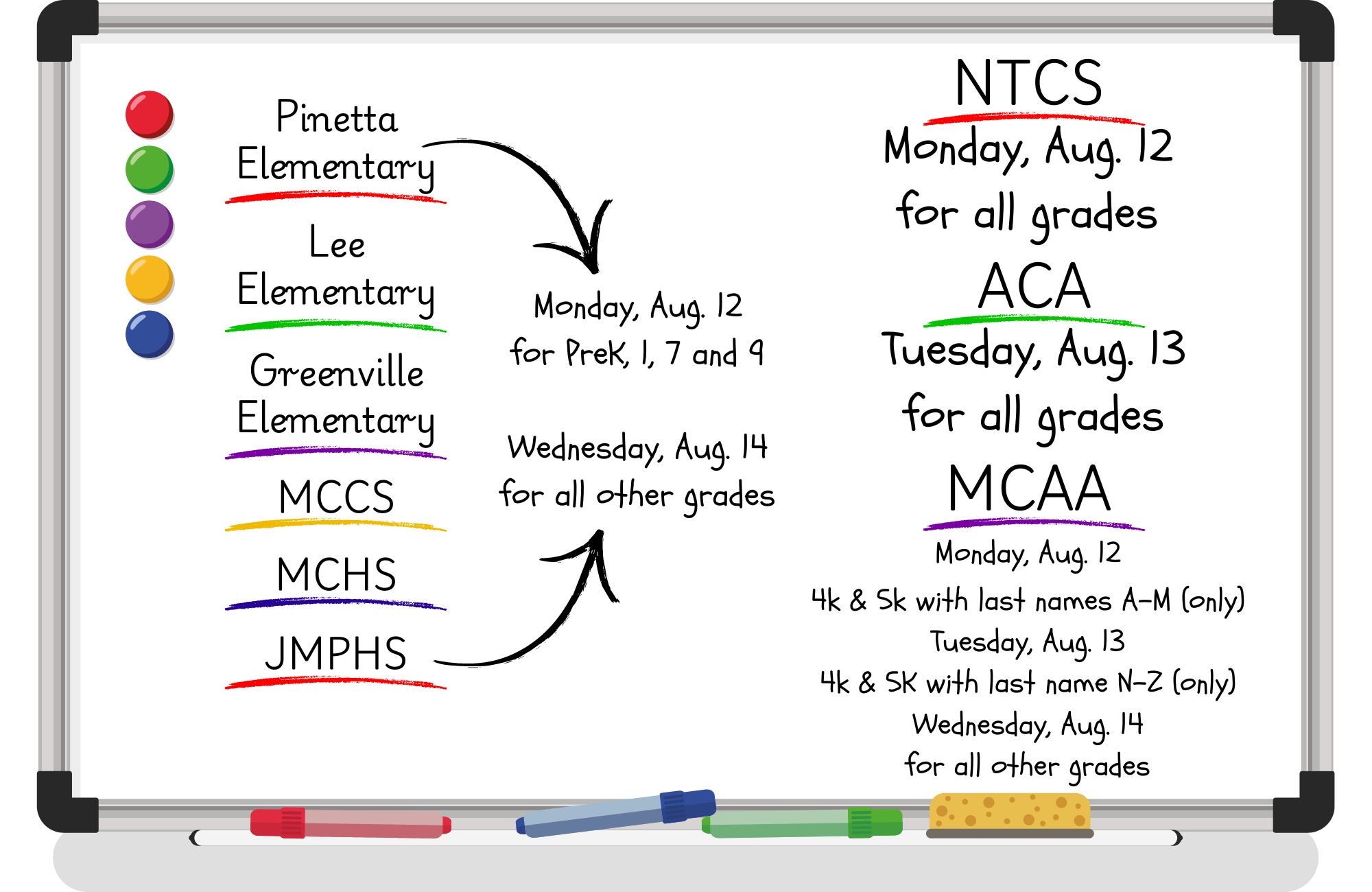 Back to School dates