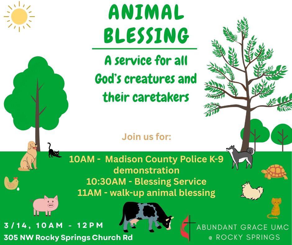 Abundent Grace United Methodist Church holding animal blessing service